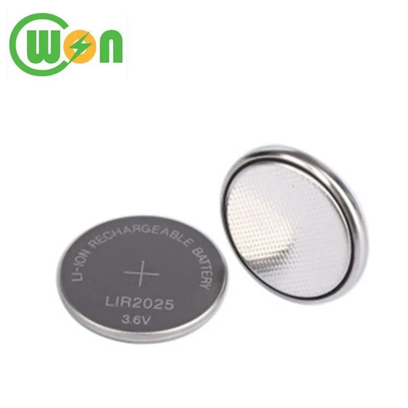 3.6V 45mah LIR2025 Li-Ion Button Cell Battery - Rechargeable