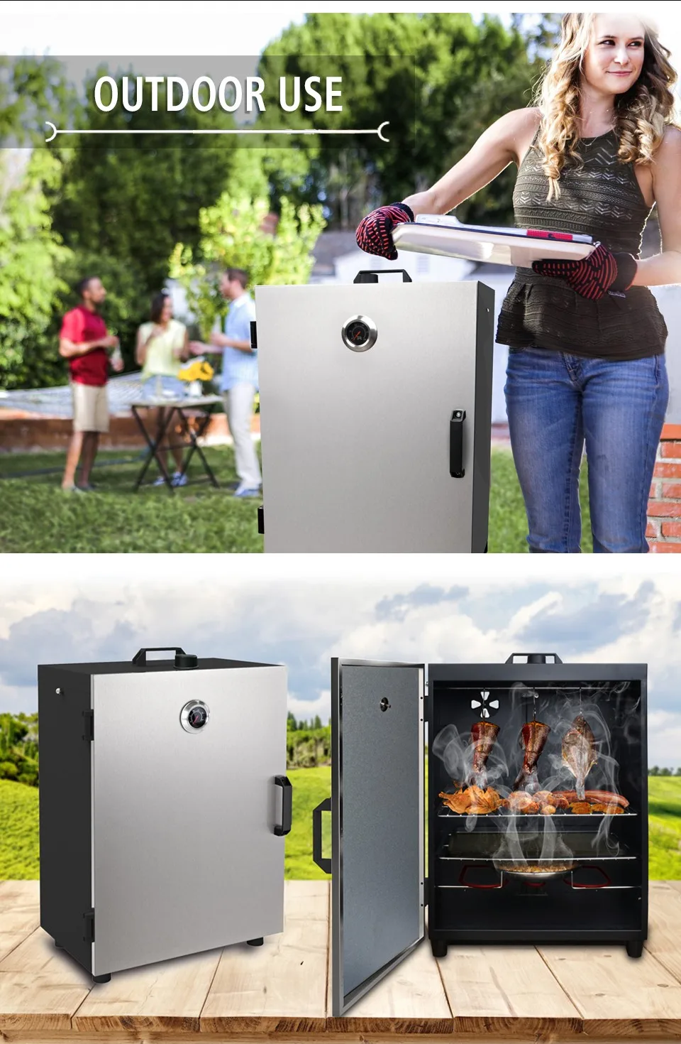 Portable Electric Smoker Grill - 1600W Factory Supplier
