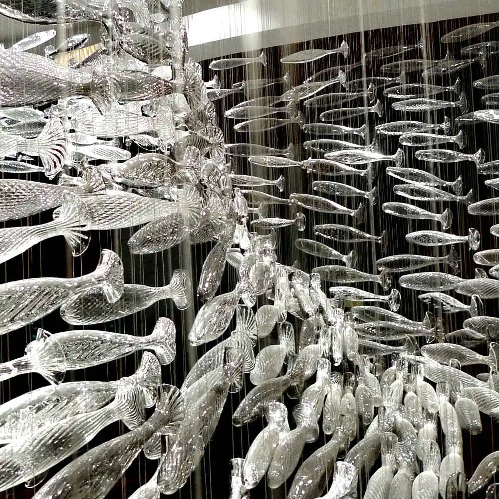 Custom European Hotel Ceiling Ceramic Fish Chandelier