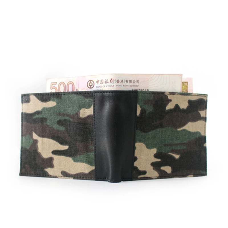 Rfid Blocking Leather Canvas Bifold Men's Military Tactical Wallet ...
