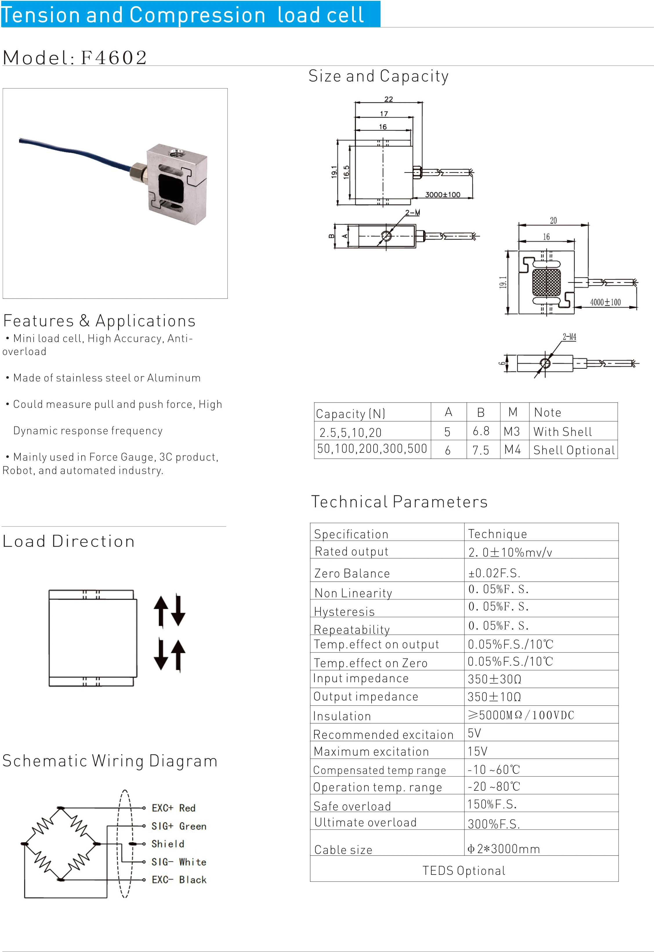 Easy Installation Small Size S-type Load Cell 10kg 20kg Pull And Push ...