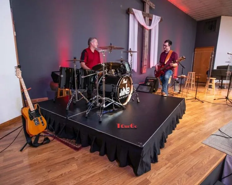 Mobile 8 x 8ft Stage Drum Riser With Curved Front For Concert, View ...