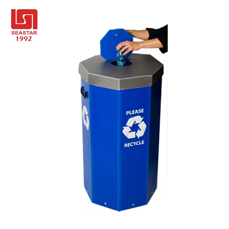 Recycling Bins Corrugated Plastic Trash Bin Blue Recycled 4mm-5mm ...