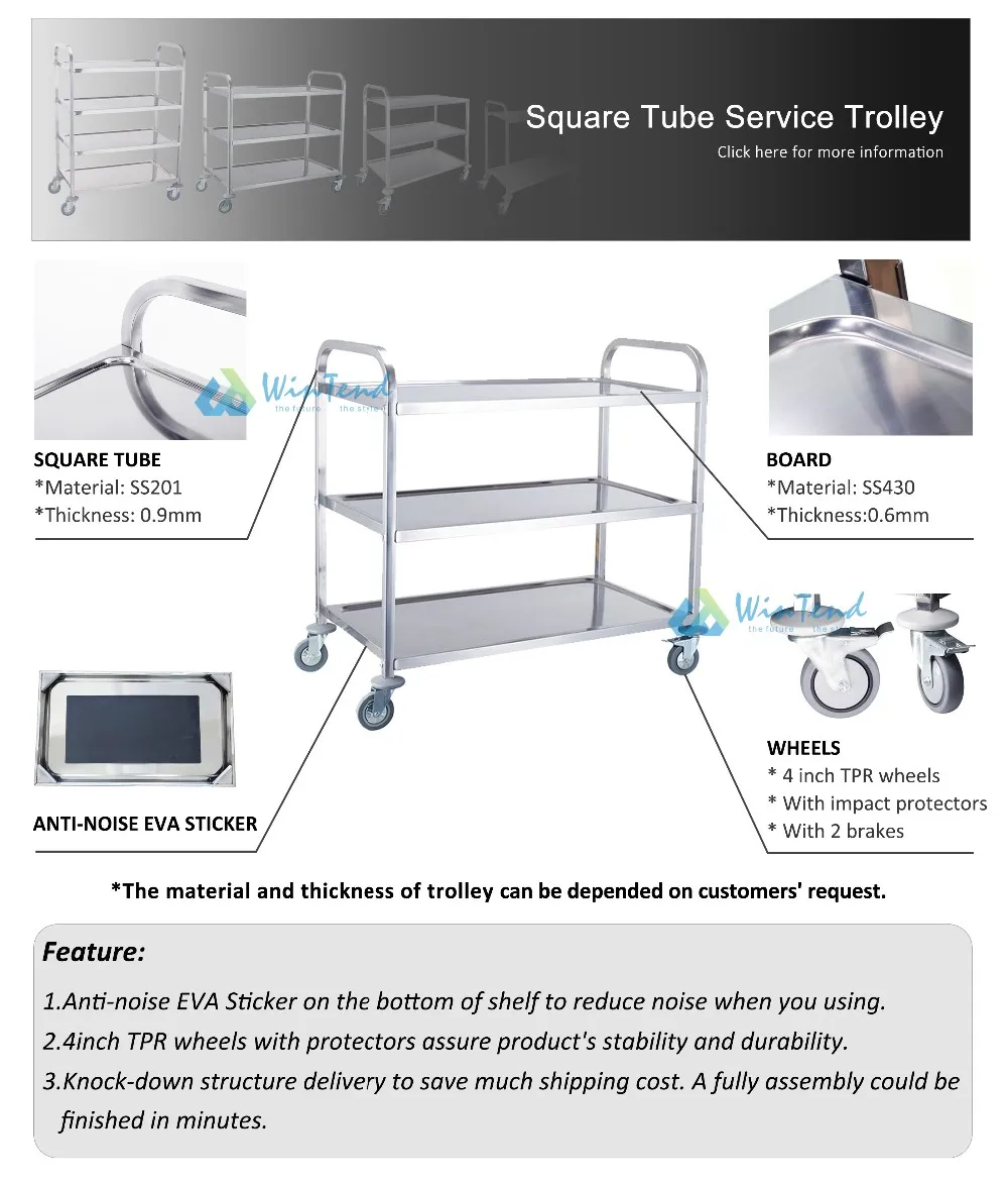 Hotel Supplier Stainless Steel Room Service Food Trolley For Kitchen ...