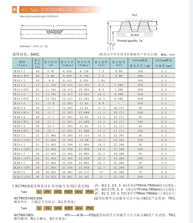 T30*6 Trapezoidal Screw 30mm Lead Screw With Brass Nut Length 500mm ...
