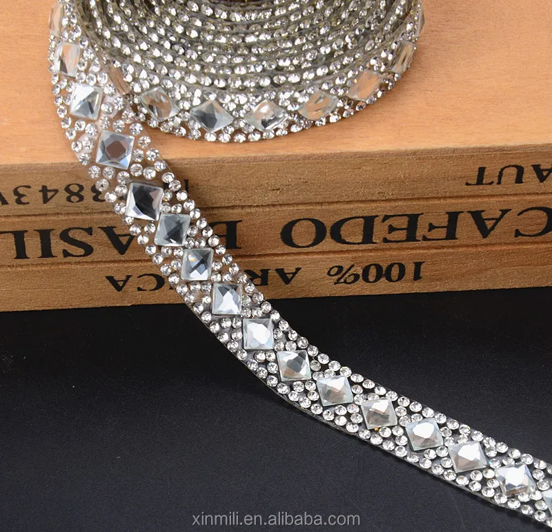 Rhinestone Transfer Crystal Lace Chain Hotfix Rhinestone Trim For Shoe ...