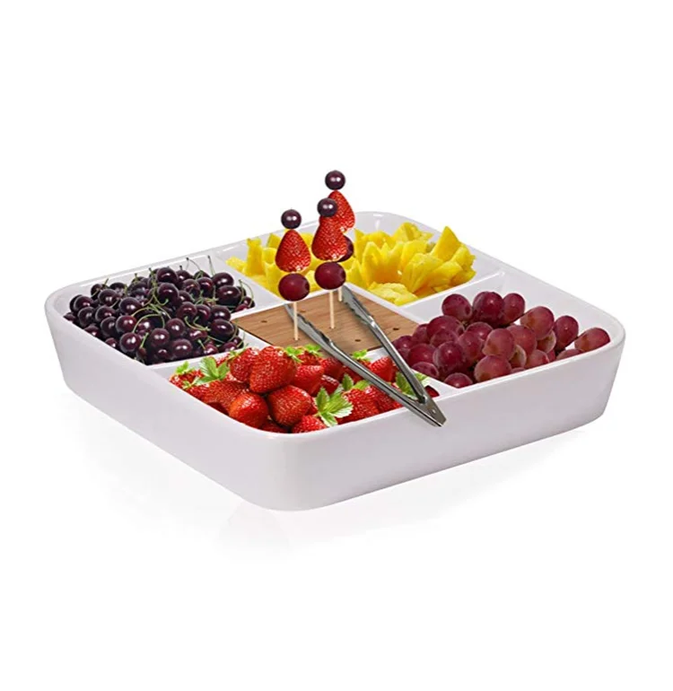 New Design Household Used Square Divide White Ceramic Food Service ...