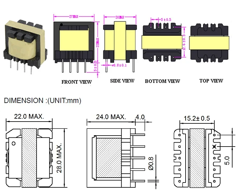 Ee Type High Frequency Transformer (ee25/20) - Buy Ee Transformer,Ee High Frequency Transformer ...
