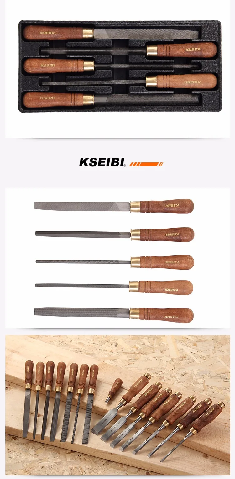 KSEIBI Hand Steel & Rasp File Set with Wooden Handles