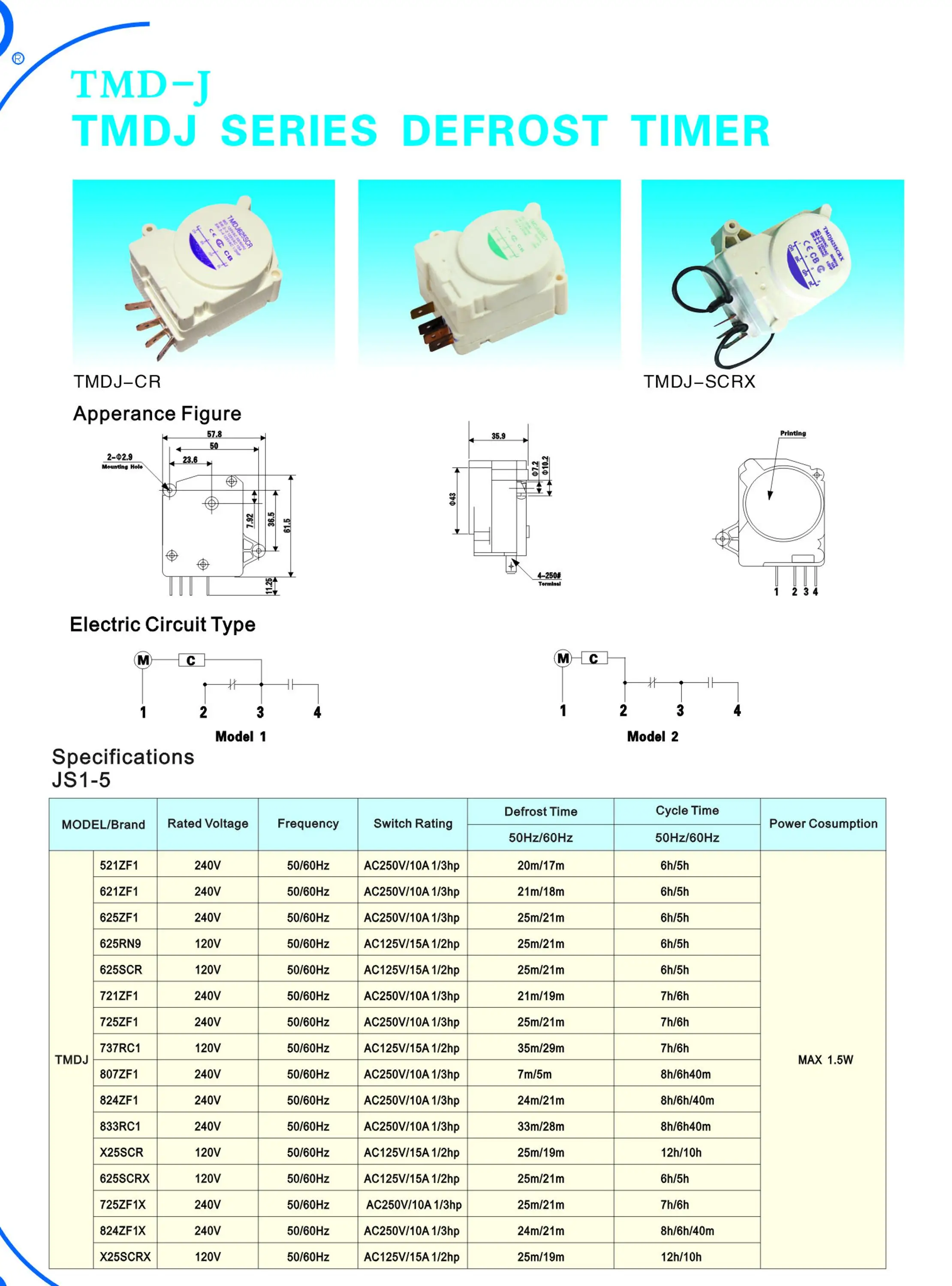 Sankyo Refrigerator Freezer Defrost Timer - Made in USA