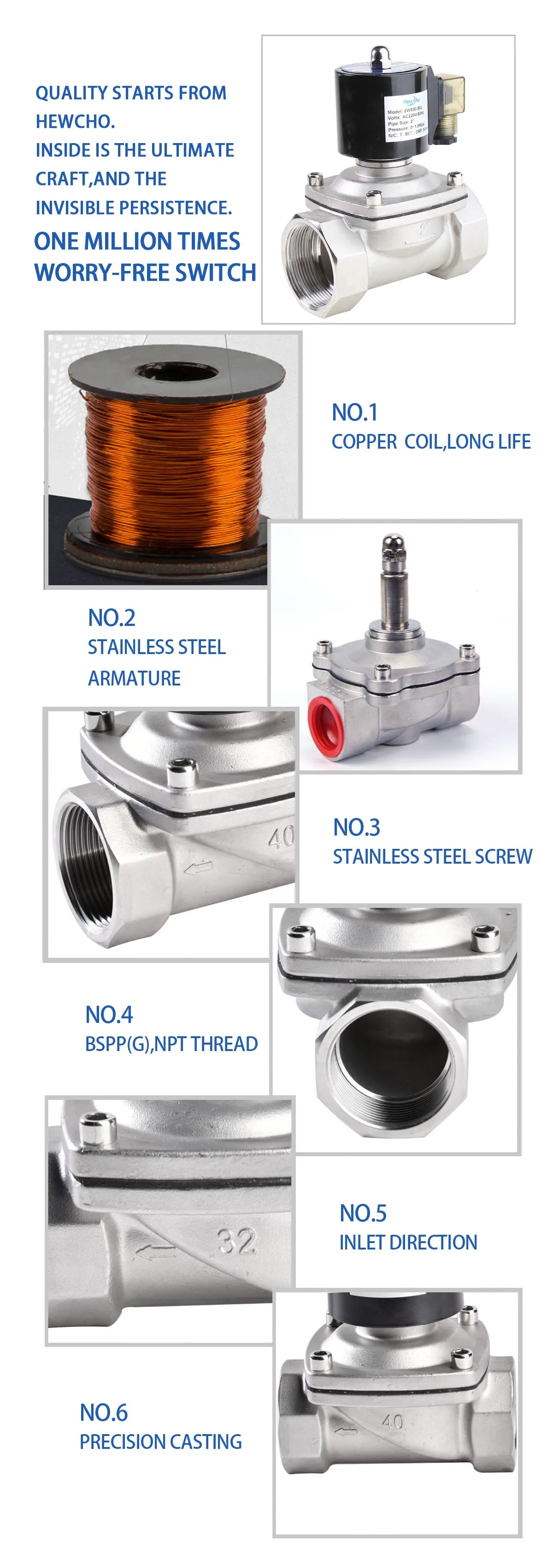 DN50 Large Flow 2 Inch Electric Stainless Steel Control Water Solenoid Valve Products from ...