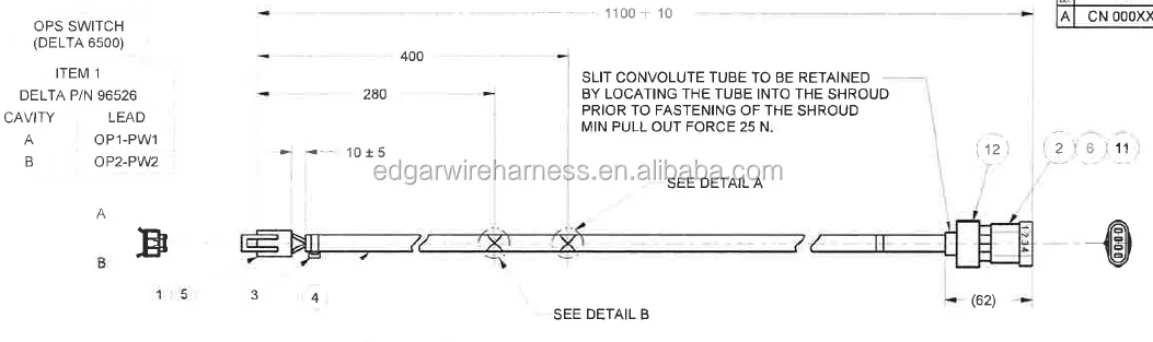 Delta 96526 Connector for Switch Wire Harness - Customized Length