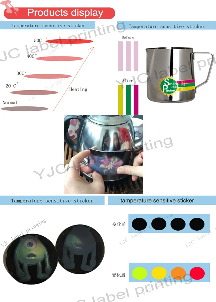 Customized Temperature Sensitive Label Red/white/blue Color Changing ...