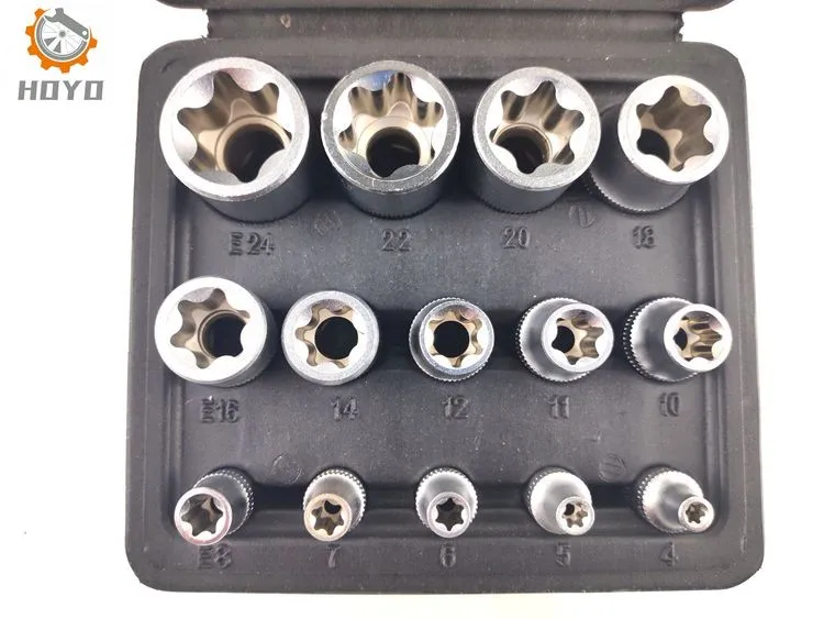 Small Socket Set Chrome Vanadium 14pcs 1/2" 3/8" 1/4" Dr Tool Set E ...