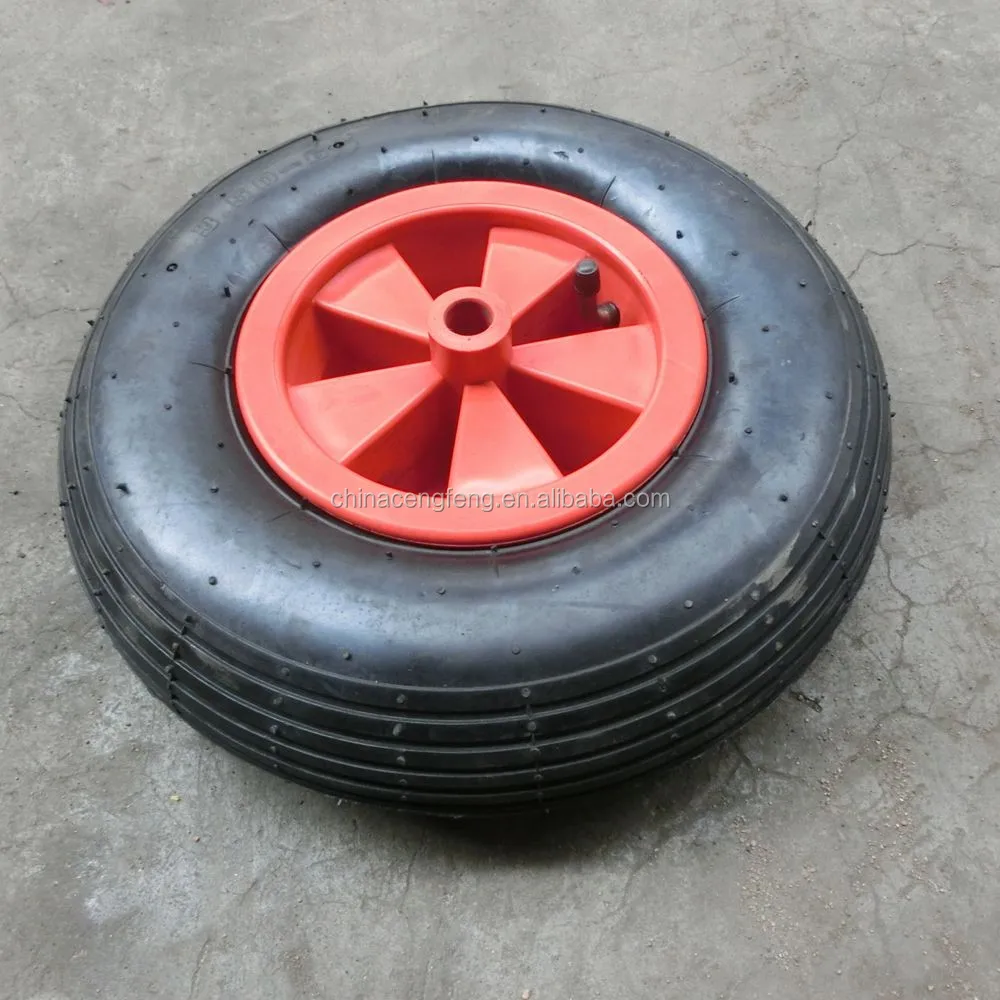 12 Inch Wheelbarrow Pneumatic Rubber Wheel 3.50-6 With Plastic Hub ...