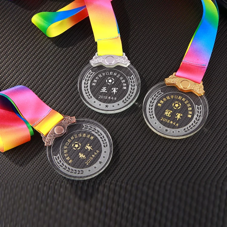 Cheap Wholesale Crystal Ribbon Award - Custom Glass Medals