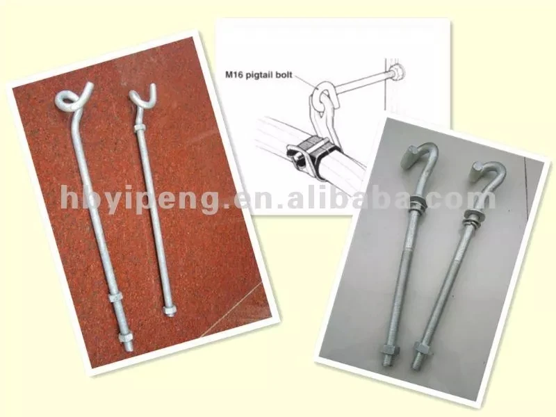 HDG Pigtail Bolt - Forged Hook Bolt for Pole Line Hardware