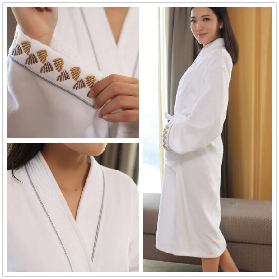 2020 Luxury Dress Gown Bath Robes 100% Cotton Hotel Velour Bathrobe ...