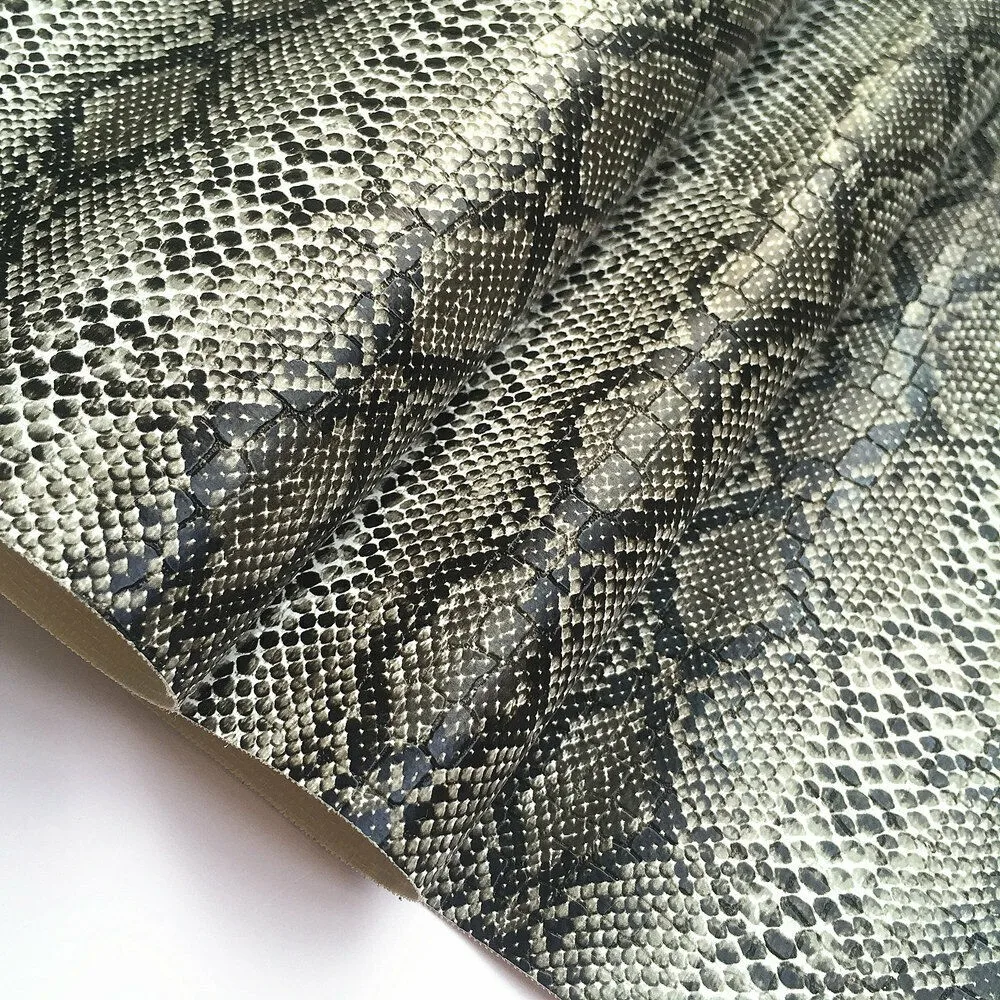 Printed Patterned Snake Skin Faux Leather Sheet Fabric Vinyl Fabric For ...