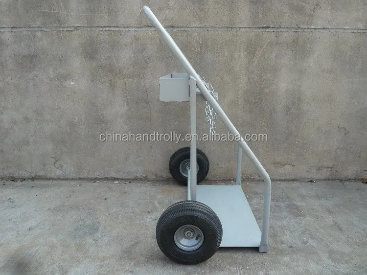 O2 And Co2 Gas Cylinder Cart Hand Push Trolly With Two Tanks For Export ...