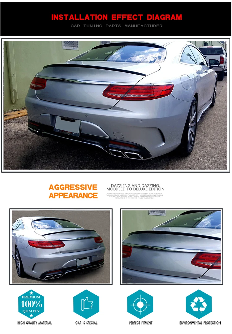Carbon Rear Spoiler For Mercede S Ben Z S-class S500 S550 S63 S65 Amg ...