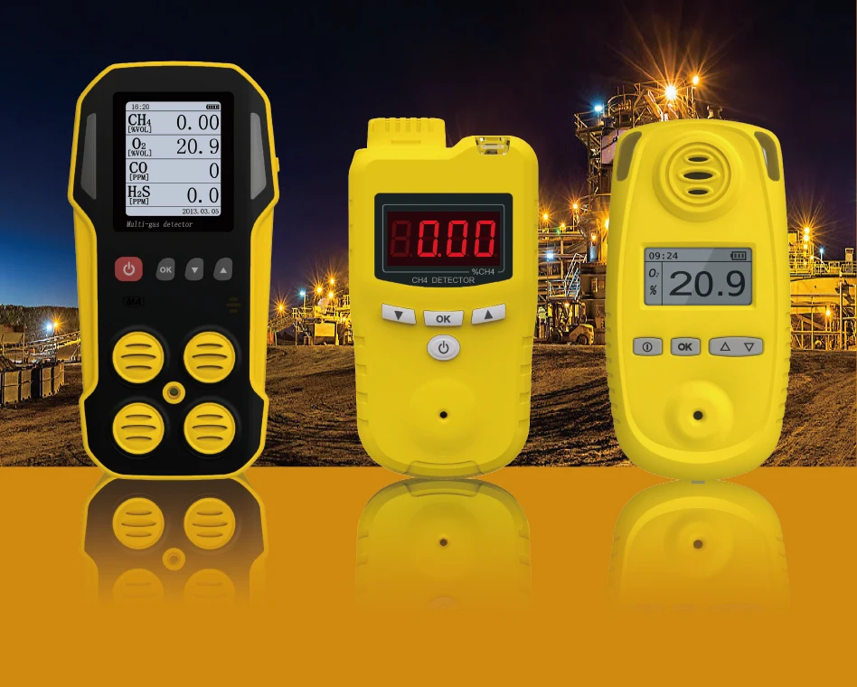 Portable 5 Gas Monitor - CH4, O2, H2S, CO, CO2 Detector