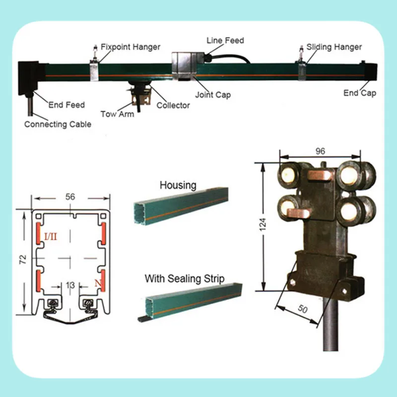 3 Poles Power Rail Collector Busbar - Efficient Electrical Solutions