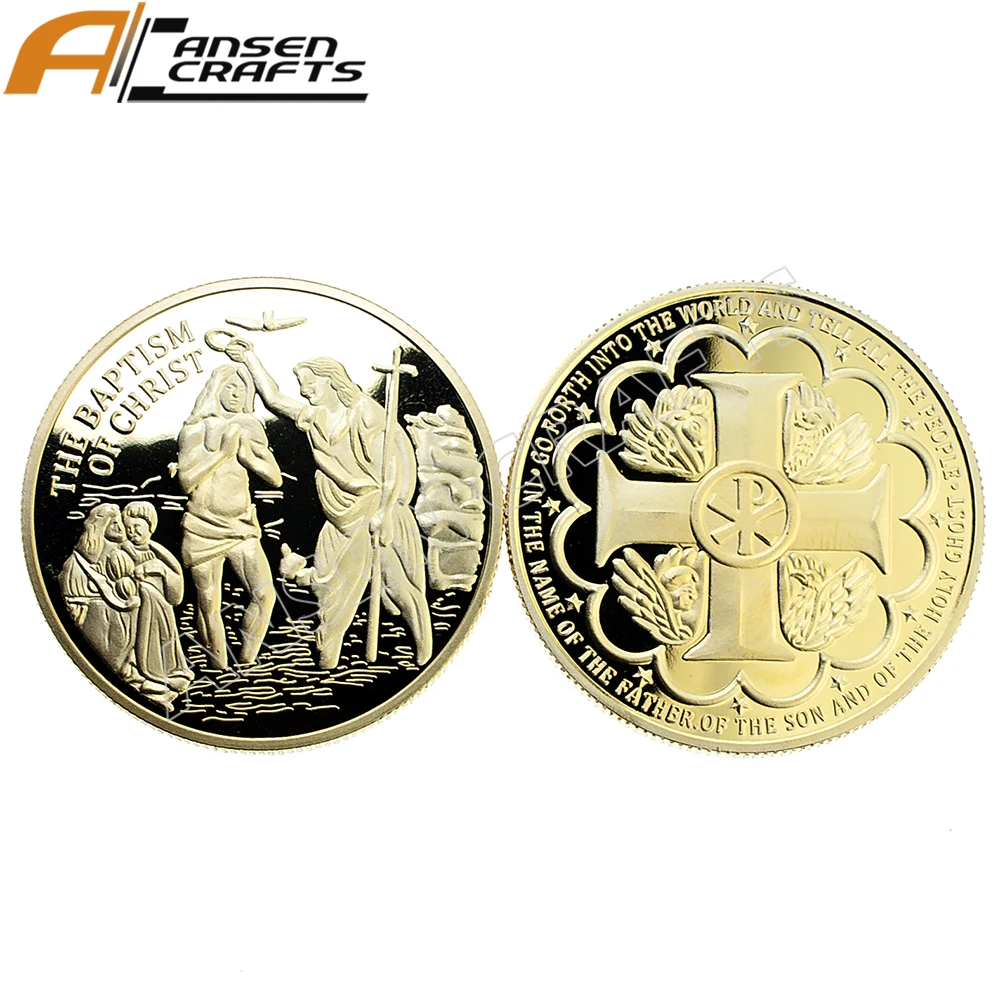 Custom Made Christian Religious Coin Baptism Of Christ Gold Coin - Buy ...