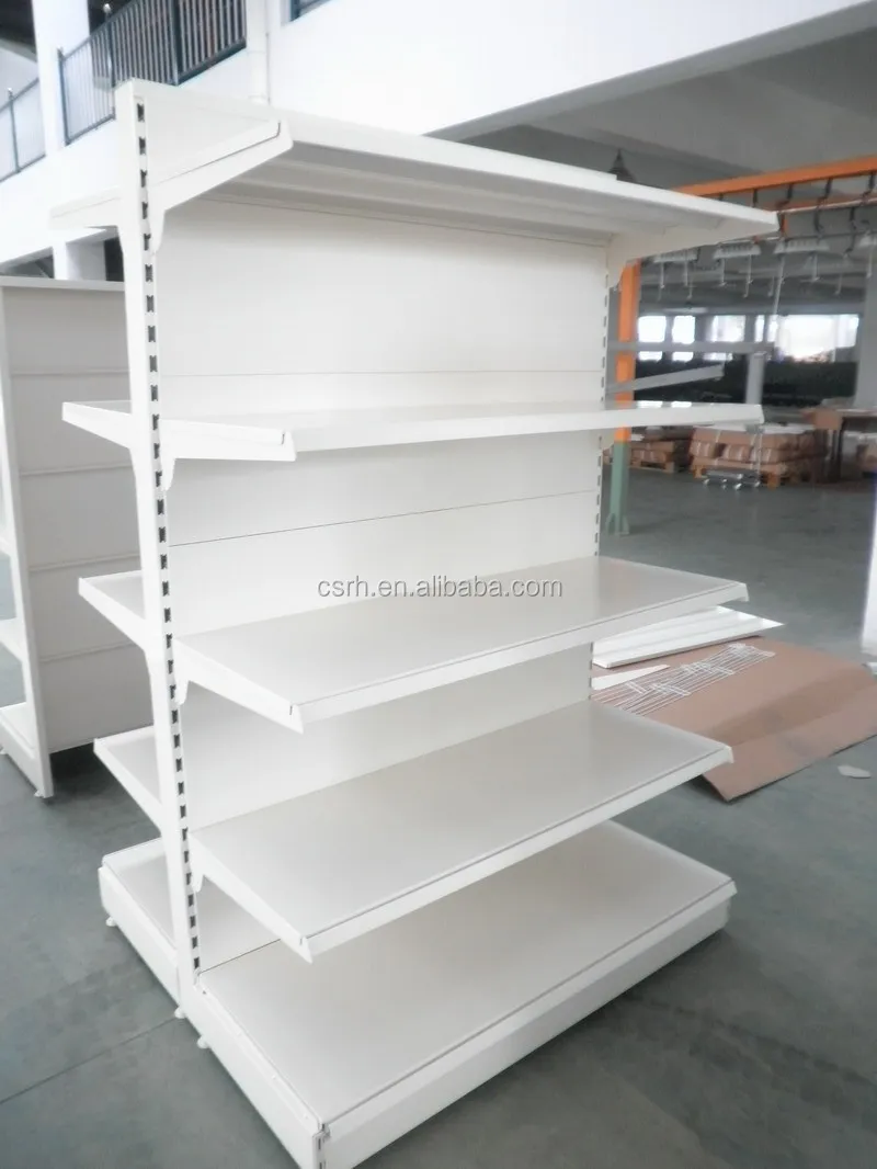 Flat Back Panel Double Shelf Round Gondola Shelf - RUHAO
