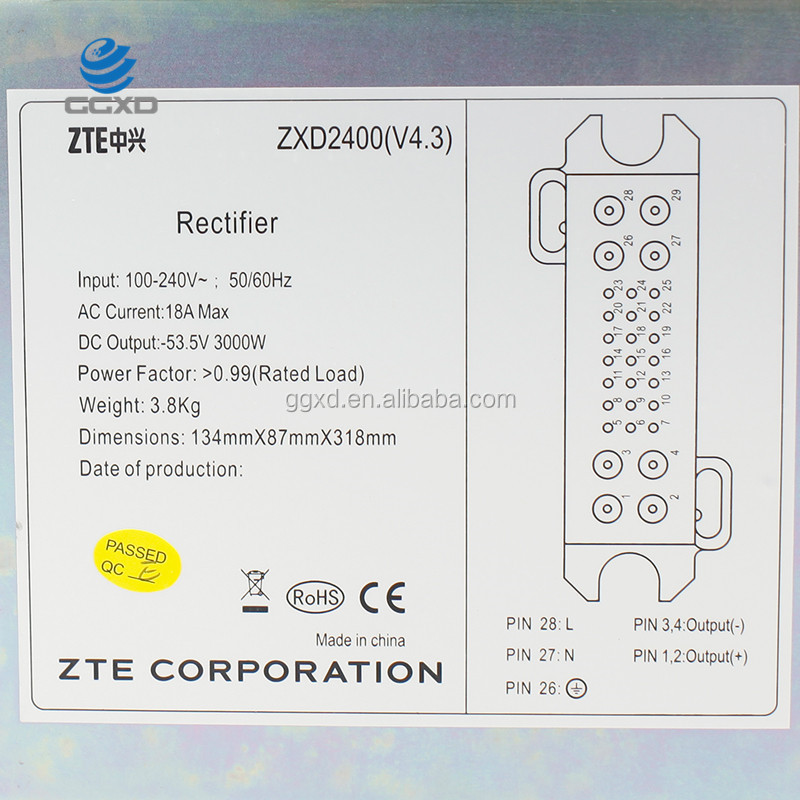 ZTE ZXD2400 V4.6 - 2400W 50A Rectifier Module for Telecom