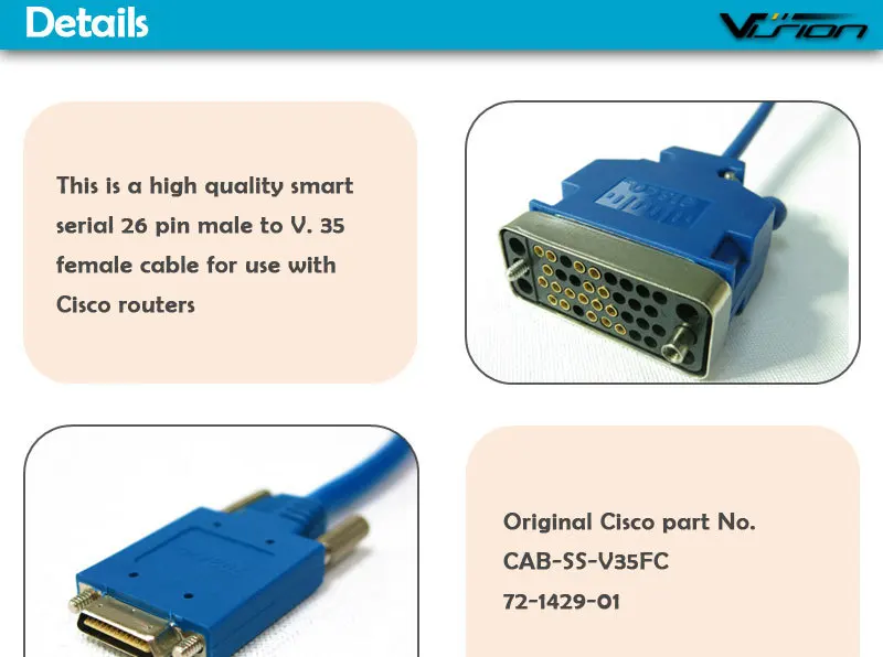 Cable de serie inteligente, 10 pies, CAB-SS-V35FC, Cisc0, V.35, DCE ...
