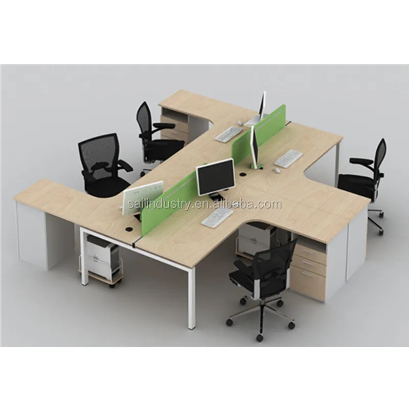 Open Space Office Computer Desk Furniture Face To Face Workstations 4 ...
