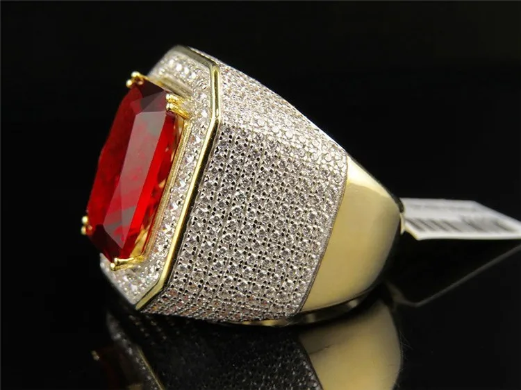Mens Ring Gold Color Classic Male Vintage Men Ring CZ