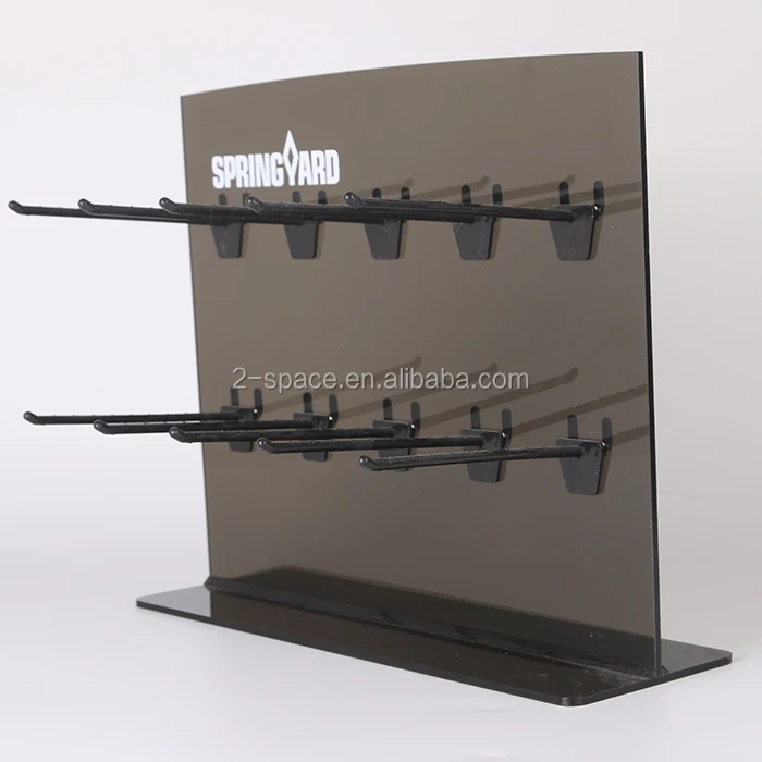 Black Acrylic Holder Stand Custom Display With Two Rows Hooks - Buy ...