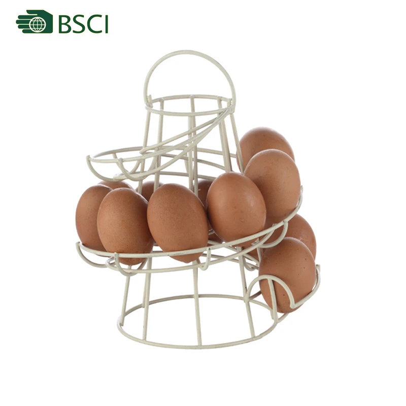 White Powder Coated Metal Wire Egg Storage Rack Egg Holder With Handle ...