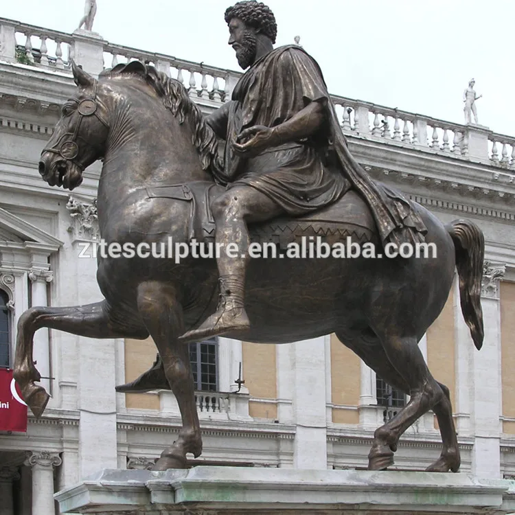 Metal Large Memorial Equestrian Statue - Roman Bronze Figure