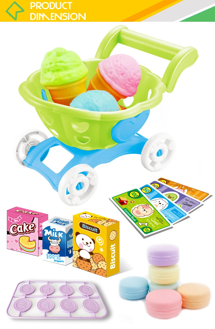Cute Supermarket Roleplay Toy Cash Register Set With Cart - Buy Toy ...