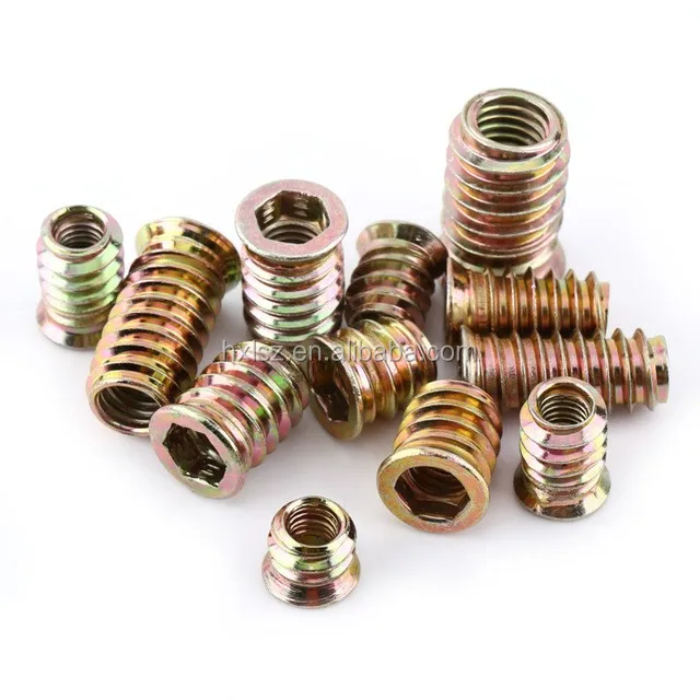 M4 M5 M6 M8 M10 Yellow Zinc Plated Thread Inserts for Wood