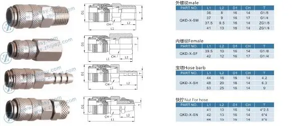 Rectus 21ka Qkd-x Brass Mini Type Air Quick Coupler Hose Barb - Buy Air ...