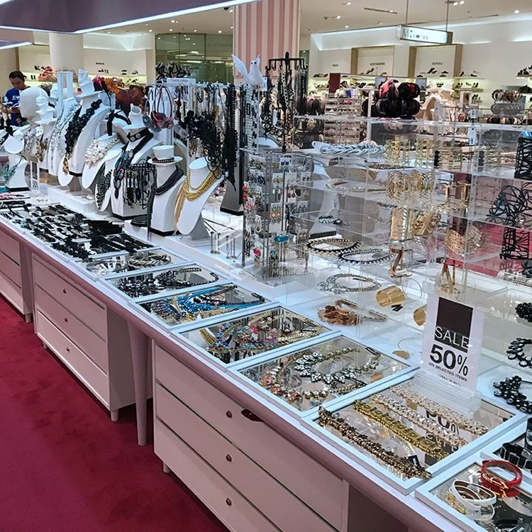 India Jewellery Display Custom Wood Jewelry Displays Counter Floor ...