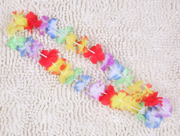 V-1076 Rainbow Colour Garland Hawaiian Necklace Artificial Flowers Leis ...