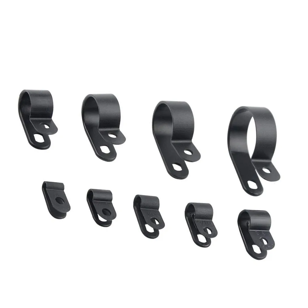1000pcs Black Nylon Plastic R-type Cable Clamp Clips Fasteners ...