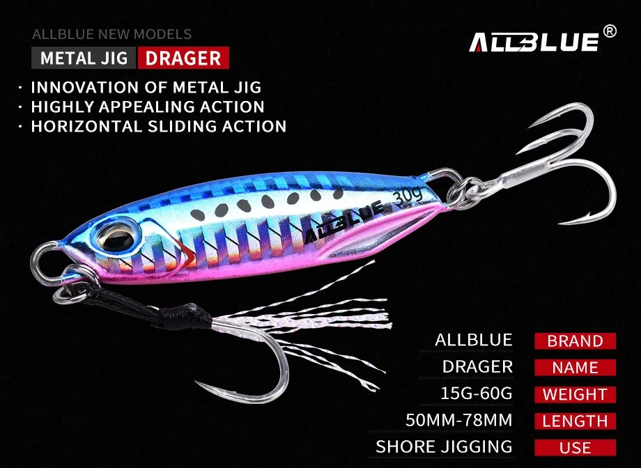 Allblue 60g Drager Saltwater Lead Speed Shore Casting Fishing Jigging Lure - Buy Shore Jig,Jig ...