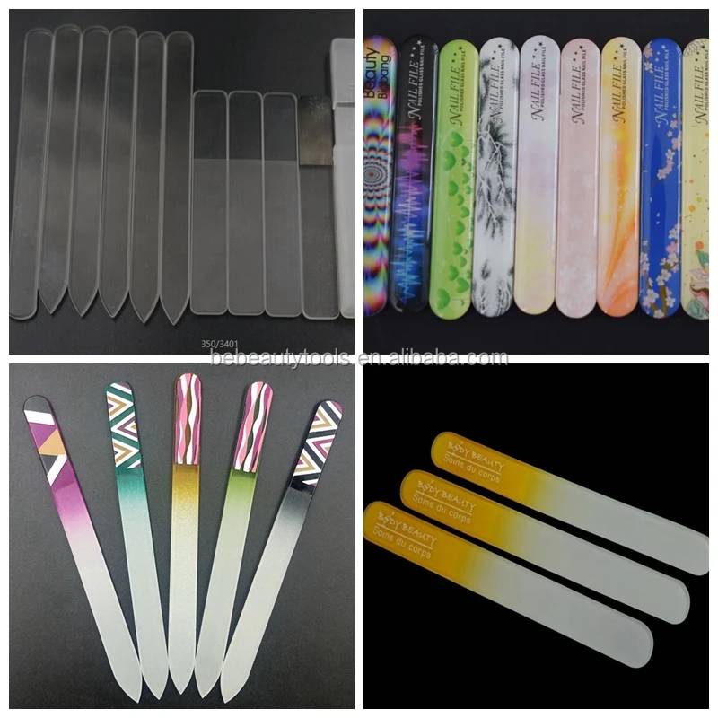 Premium Black Czech Etched Glass Fingernail Files Professional Crystal ...