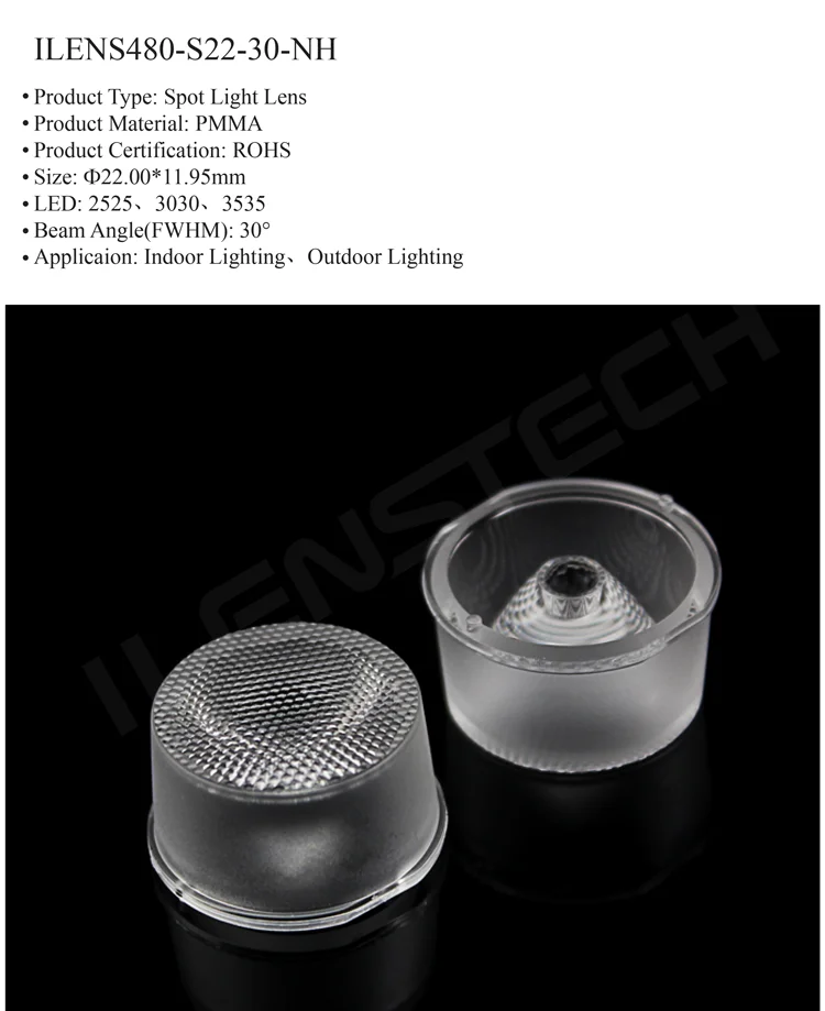 Hot Sale Ilenstech Optoelectronic Led Condenser Lens 30 Degree 22mm ...