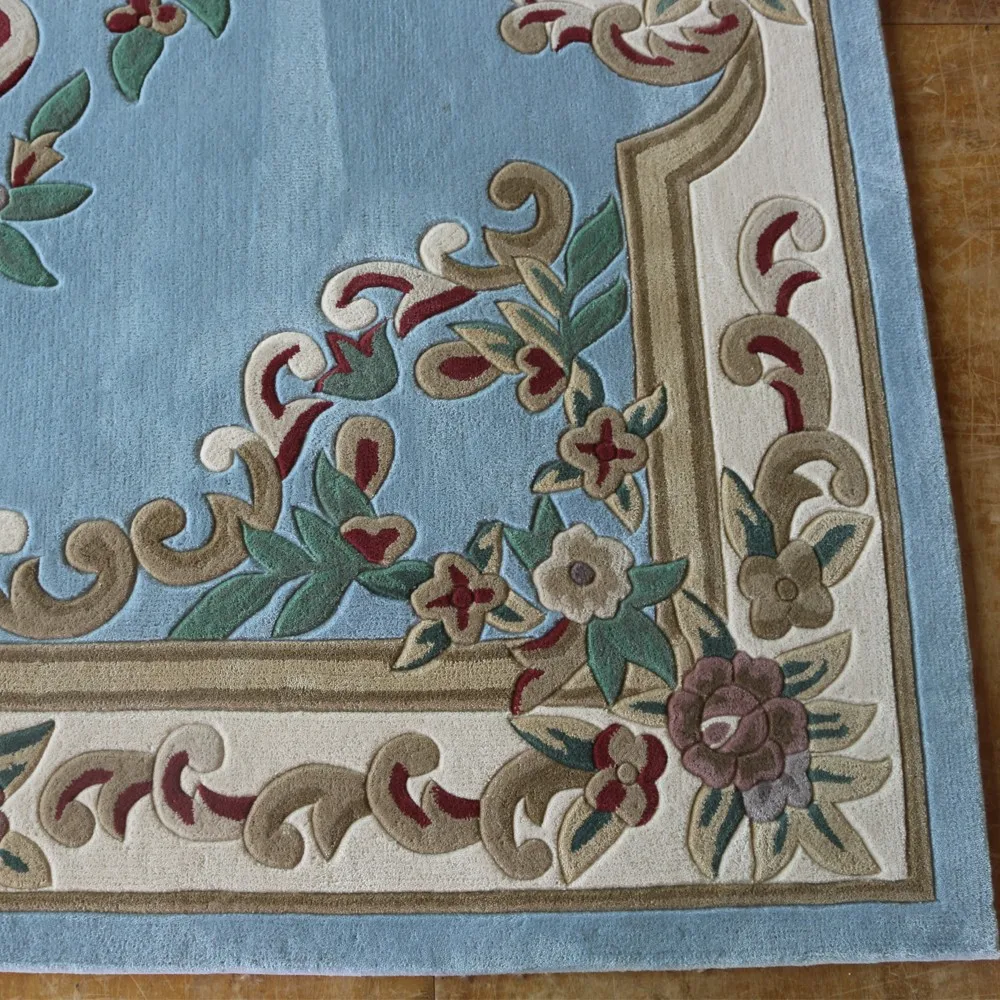 French Aubusson Style Wool Carpet for Hall - Hand Tufted