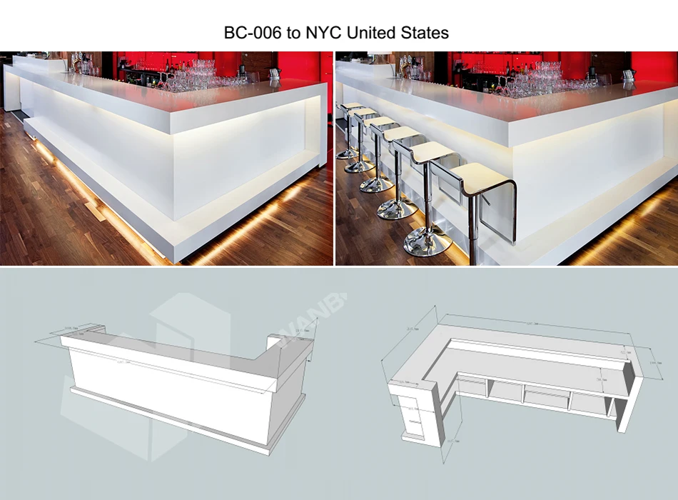 Modern Acrylic Illuminated Lighted Restaurant Pub Cafe Wine Bar Counter ...