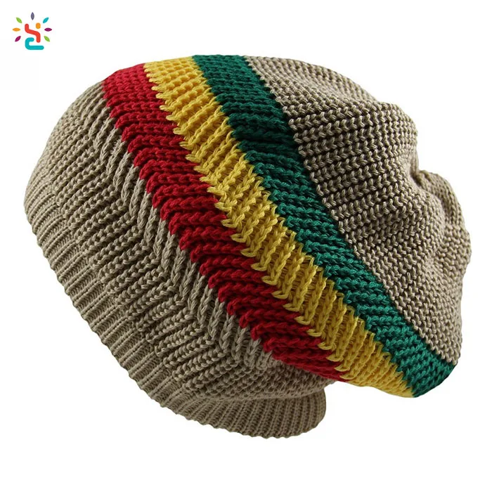 Classic Rasta Hats 100% Cotton Beanie Hat Unisex Slouchy Beanie Cap ...