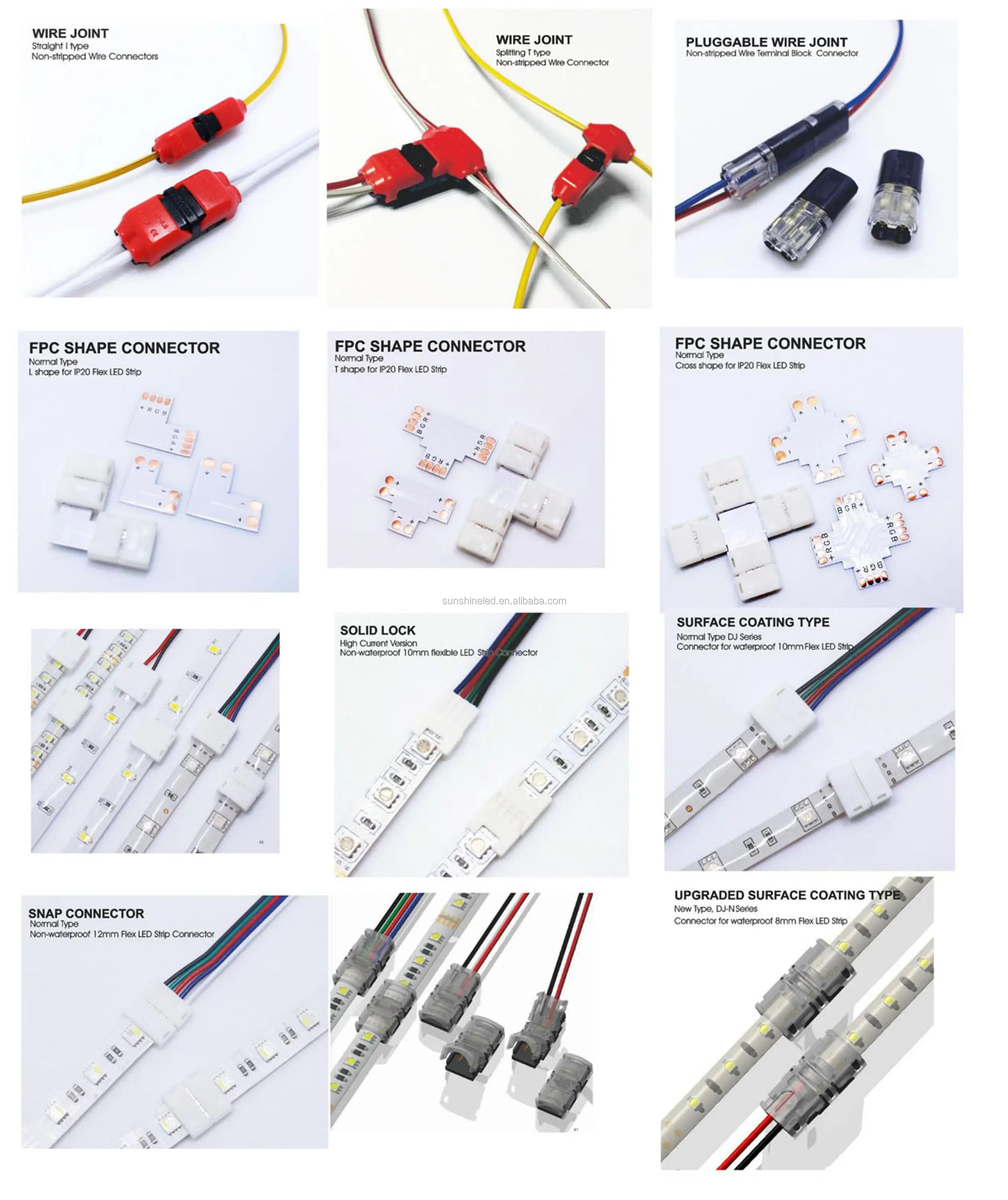 Waterproof Ip65 8mm/10mm/12mm Flex Led Strip Connector - Buy Led Strip ...