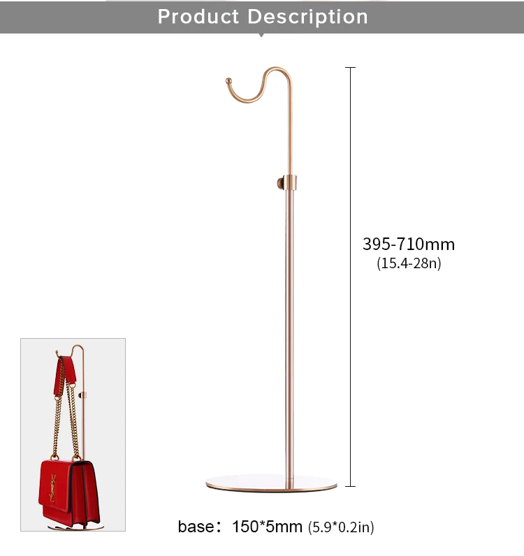 Modern Bag Display Stand - Single Hook Adjustable Height